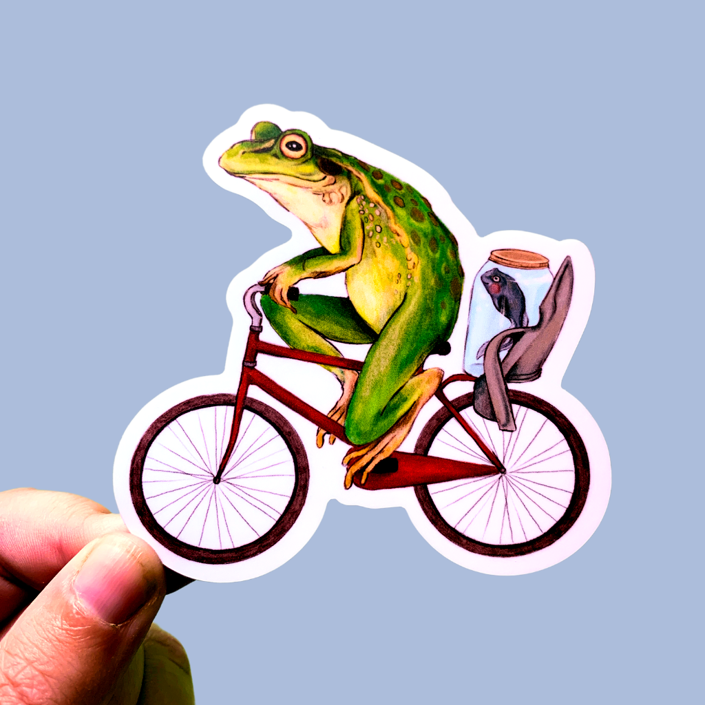 Sticker - Bicycle Frog - Matte waterproof vinyl – Anna Seed Art